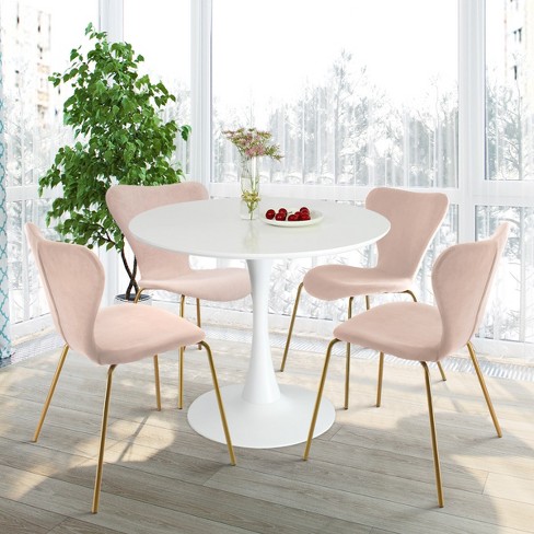 Haven80+flavia 5-piece Round-shaped Dining Table Set With 4 Blush ...