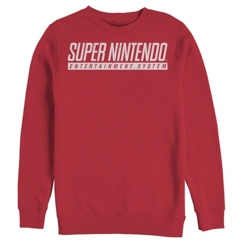 Men's Nintendo Super Nes Text Logo Sweatshirt - Red - Large : Target