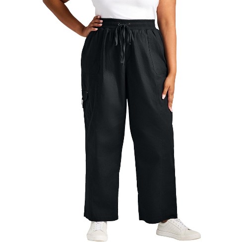 Avenue Women's Plus Size Cotton Cargo Pant - 28, Black : Target