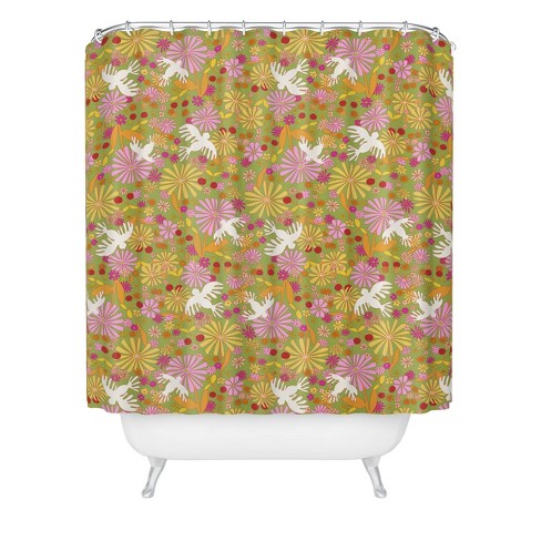 Alja Horvat Birds Flowers Shower Curtain - Deny Designs: Retro Pattern ...
