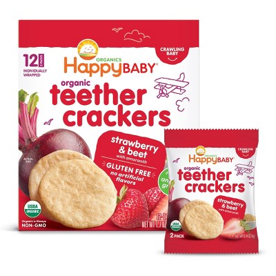 Happybaby Strawberry & Beet Organic Teether Crackers - 12ct/0.14oz Each ...
