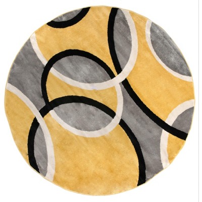 World Rug Gallery Modern Abstract Circles Yellow 6'6" Round Rug : Target