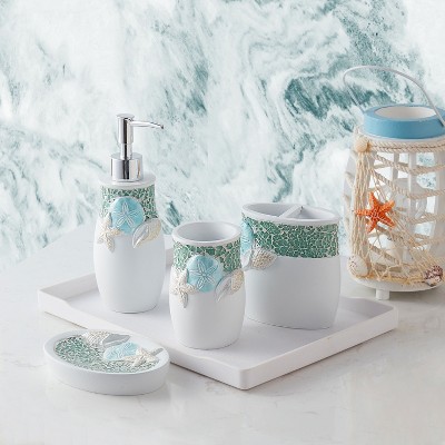 Sweet Home Collection - Seascape Bath Accessory Collection, 4 Piece Set ...