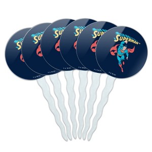 Superman Superhero Cupcake Picks Toppers Decoration Set of 6 : Target