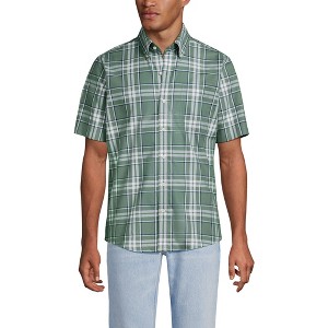Lands' End Men's Short Sleeve No Iron Twill Shirt - Medium - Eucalyptus ...