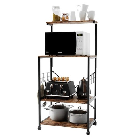 Bestier 4-tier Bakers Rack On Wheels Rustic Brown : Target