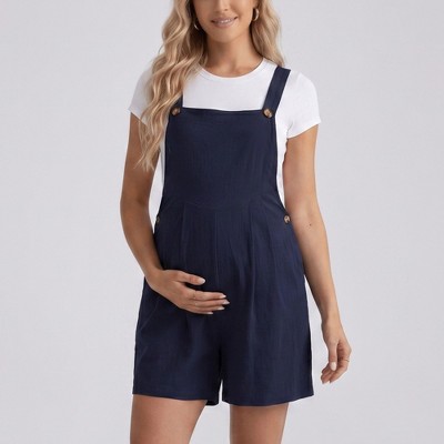 Anna-Kaci Women's Maternity Overall Romper with Pleated Front and ...