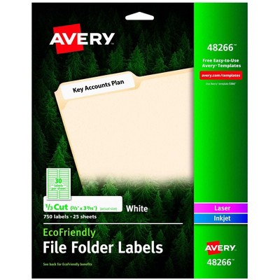 Avery Ecofriendly File Folder Labels, 2/3 X 3-7/16 Inches, Pack Of 750 ...