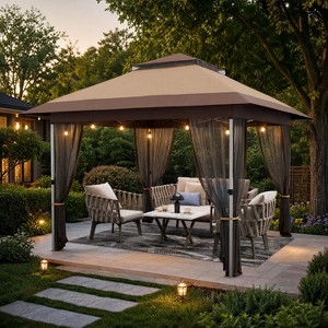 12x12 Pop-Up Gazebo with Mesh Netting, Screened Outdoor Canopy Tent for ...