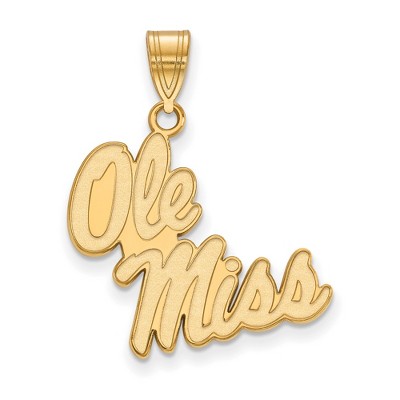 Black Bow Jewelry 10k Yellow Gold Mississippi Rebels Ncaa Large Pendant ...