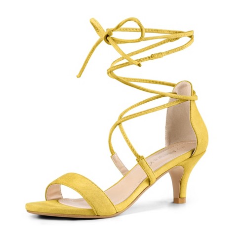 Allegra K Women's Elegant Faux Suede Lace Up Open Toe Kitten Heel ...