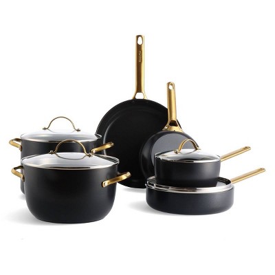 Oxo Agility Series 10pc Ceramic Nonstick Aluminum Cookware Set Black ...