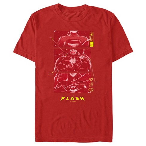 Men's The Flash Superheroes Red Chest Logos T-shirt : Target