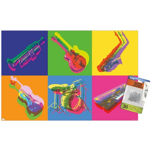 Trends International Jazz - Pop Art Instruments Unframed Wall Poster ...