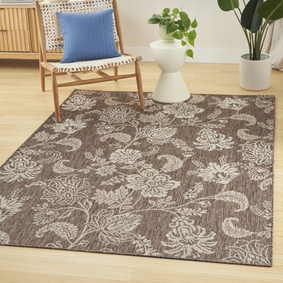 Nourison 6' X 9' Garden Oasis Flatweave Indoor Outdoor Area Rug Mocha ...