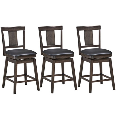 Costway Set Of 3 Swivel Bar Stool 24 Inch Upholstered Seat Bar Chair ...