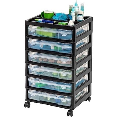 Iris 6 Drawer Storage Cart With Organizer Top White/pearl : Target