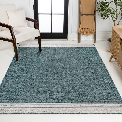 Alda Modern Minimalist Mingled Solid Turquoise/cream 8 Ft. X 10 Ft ...