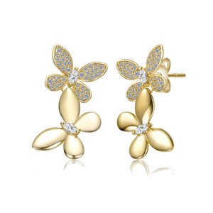 Guili 14K Gold Plated Butterfly Earrings with Sparkling Cubic Zirconia ...