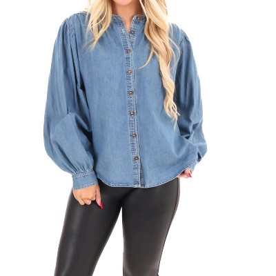 Women's Button Detail Denim Top - Jodifl M : Target