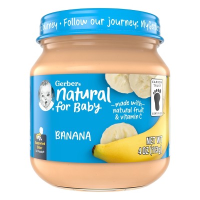 Gerber Baby Food Stage 1 Banana Puree Jar - 4oz : Target