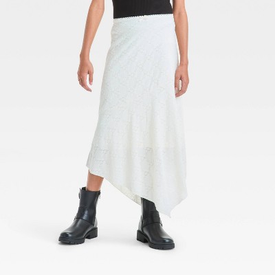 Girls' Assymetrical Midi Skirt - Art Class™ Off-white M : Target