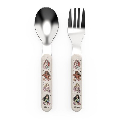 Zak Designs Disney Princess 2pc Bamboo And Plastic Kids Fork And Spoon ...