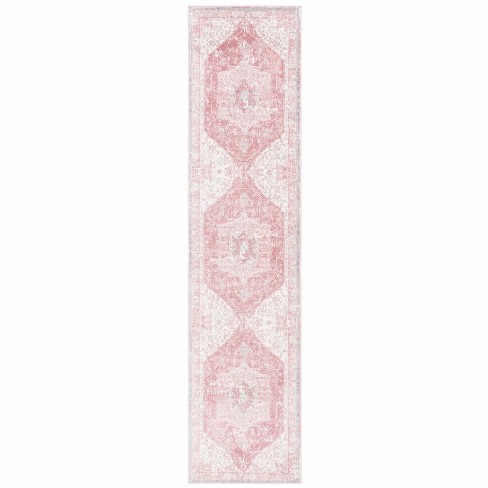 Layla Lay108 Power Loomed Runner Rug - Ivory Grey/pink - 2'2"x9 ...