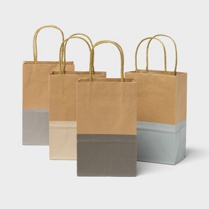 4pk XS Colorblock Kraft Gift Bags Natural/Grey - Spritz™ : Target
