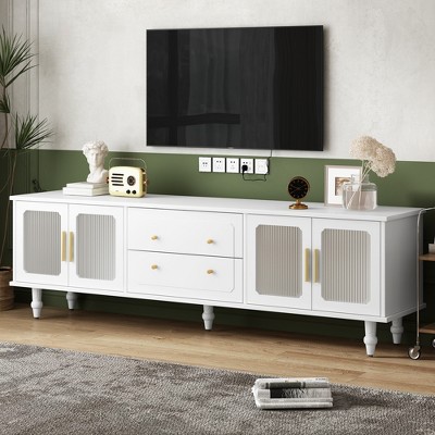 Rattan Tv Stand For 70 Inch Tv, Modern Entertainment Center, Boho Tv ...