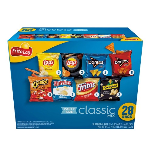 Frito-lay Snacks Classic Mix Party Size Variety Pack – 28ct : Target