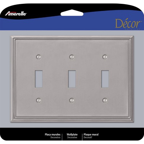 Amerelle Metro Brushed Nickel 3 Gang Die-cast Metal Toggle Wall Plate 1 ...