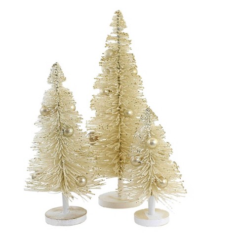 Cody Foster 16.5 Inch Snow Landen Tree Set Of 3 Bottle Brush White ...