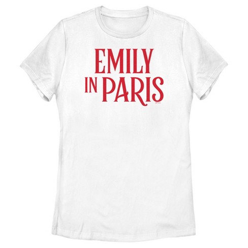 Women's Emily In Paris Red Logo T-shirt - White / Logo - Medium : Target