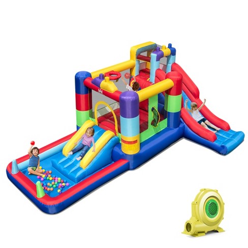 Costway Mutifunctional Kids Infalatable Bounce Castle With 50 Ocean ...