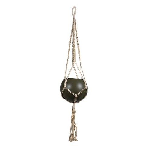 Round Hanging Pot Green Metal & Rope - Foreside Home & Garden : Target