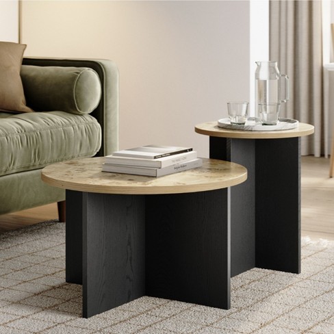 Stead Black And Burl Wood Coffee Table - Black And Wood Coffee Table ...