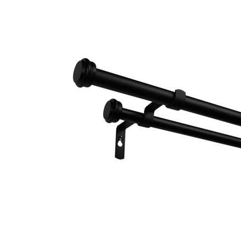 Exclusive Home 36"-72" Topper Double Curtain Rod - Matte Black ...