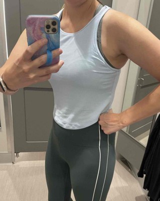 Women's Rib High Neck Racerback Cropped Tank Top - All In Motion™ Cream ...