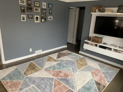 4' X 6' Aileen Geometric Scandi Colorblock Carved Area Rug, Cream ...