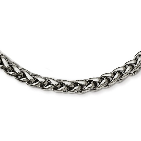 Black Bow Jewelry Men s Stainless Steel 7mm Polished Spiga Chain 18 Inch