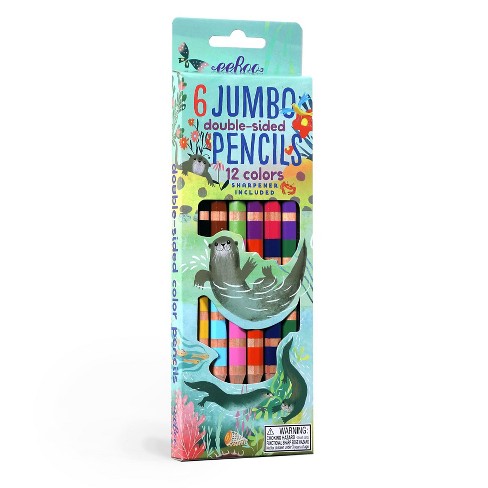 Eeboo: Otters At Play Jumbo Double-sided Color Pencils Set Of 6 : Target