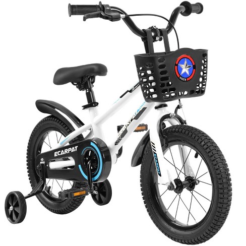 Visiogear Kids Bike For Boys And Girls With Training Wheels Freestyle Kids Bicycle With Bell Basket And Fender White 43.5 21.5 30 Target