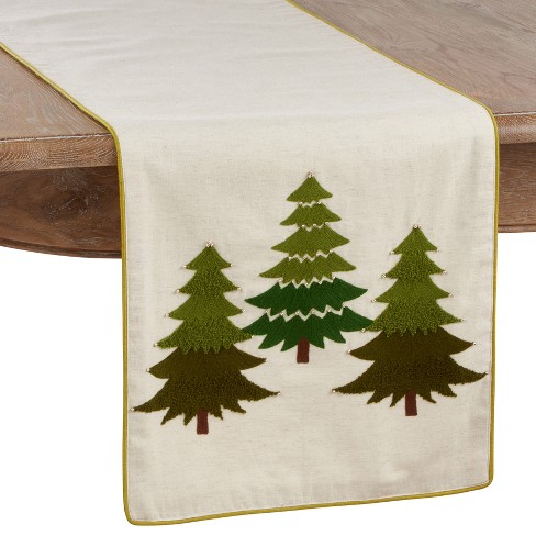 Saro Lifestyle Embroidered Christmas Tree Dining Table Runner, 16"x72 ...