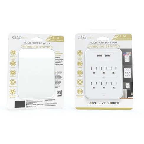 Ciao Tech 6 Outlet 2 Usb Ports 3.1a Rapid Charge With 540 Joules Surge ...