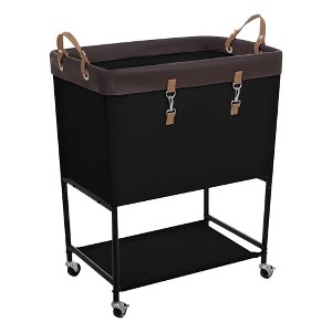 Narwey Laundry Cart, 2 Tier Rolling Laundry Basket, Heavy Duty Laundr ...