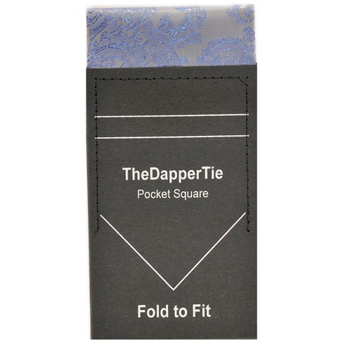 Thedappertie Men's Royal Blue And Grey Paisley Flat Pre Folded Pocket ...