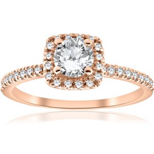 Pompeii3 1/2ct Diamond Cushion Halo 14k Rose Gold Engagement Ring : Target