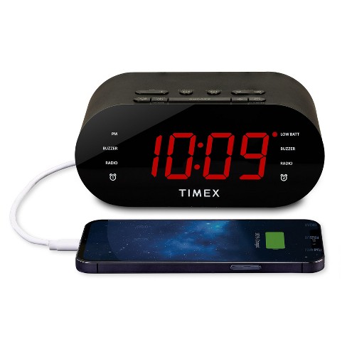 Timex Alarm Clock With Fm Radio And Usb Charging - Black (t232b) : Target