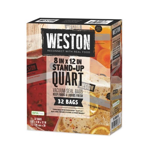 Weston Vacuum Sealer Stand Up Bags Quart 32ct 30-1008-w : Target